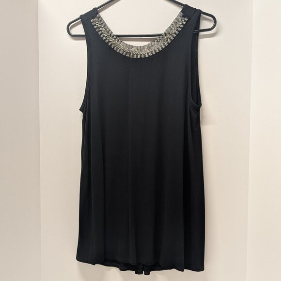 Vocal | Tops | Vocal Black Tank Tunic Top W Embellished Neckline | Poshmark